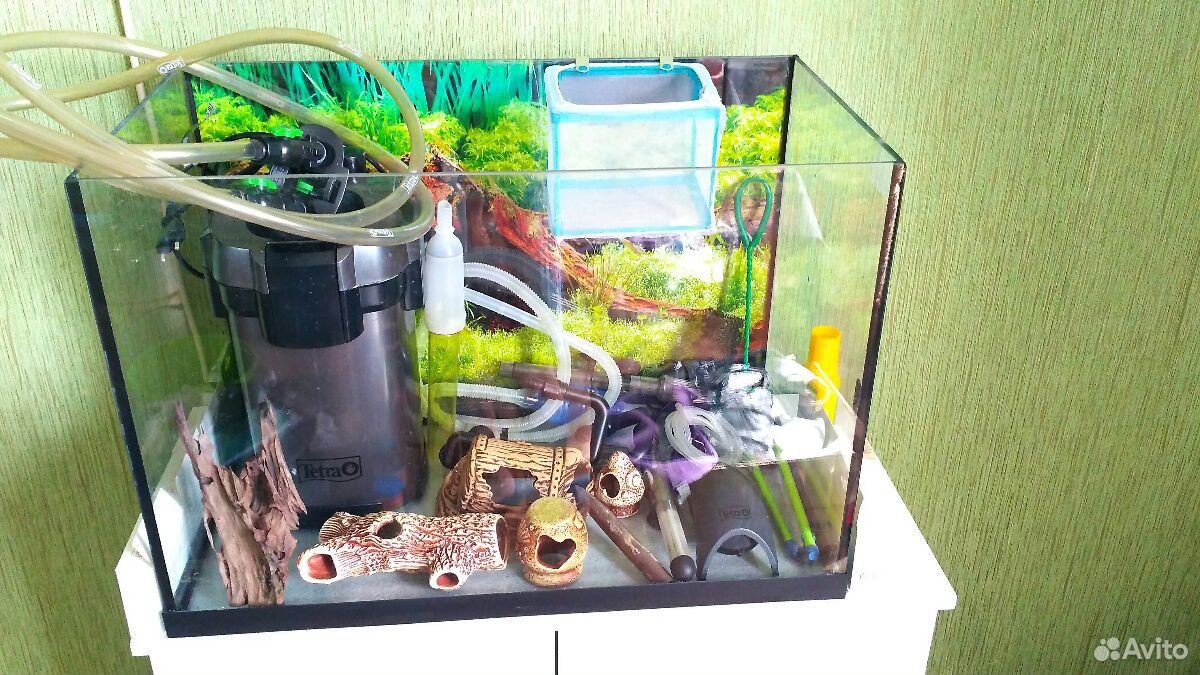 Аквариум + фильтр tetra ex800 + компрессор tetra +